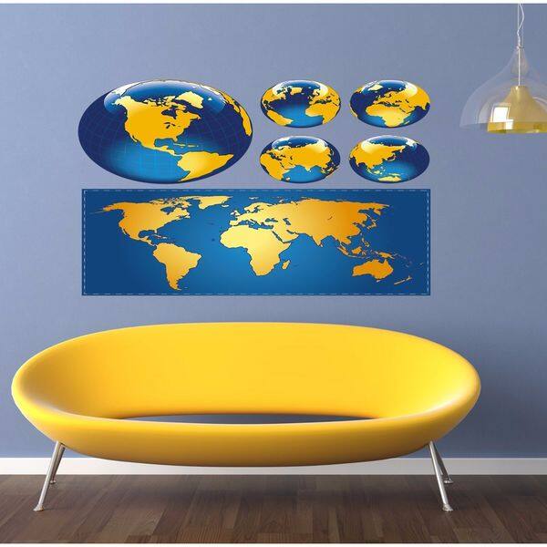 Full Color Earth Map Full Color Decal, Full color sticker, colored ...