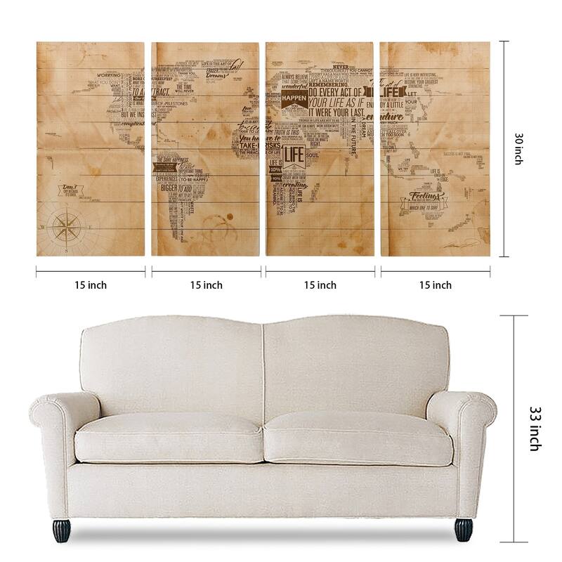 World Map Wall Art Giclee Printed on Solid Fir Wood Planks - On Sale ...