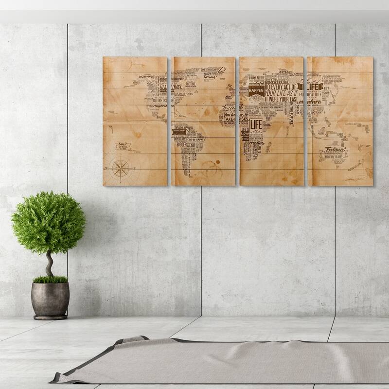 World Map Wall Art Giclee Printed on Solid Fir Wood Planks - On Sale ...