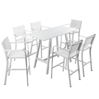 Sunset Outdoor White Aluminum 7-piece Bar Set - Overstock - 15616302