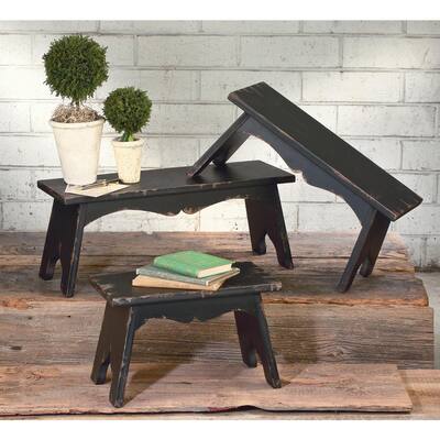 3-piece Black Wood Low-profile Benches - Overstock - 15617040