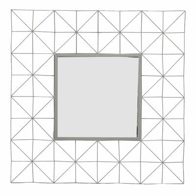 Aretha Geometrix Dark Grey Metal Square Wall Mirror - Overstock - 15617105