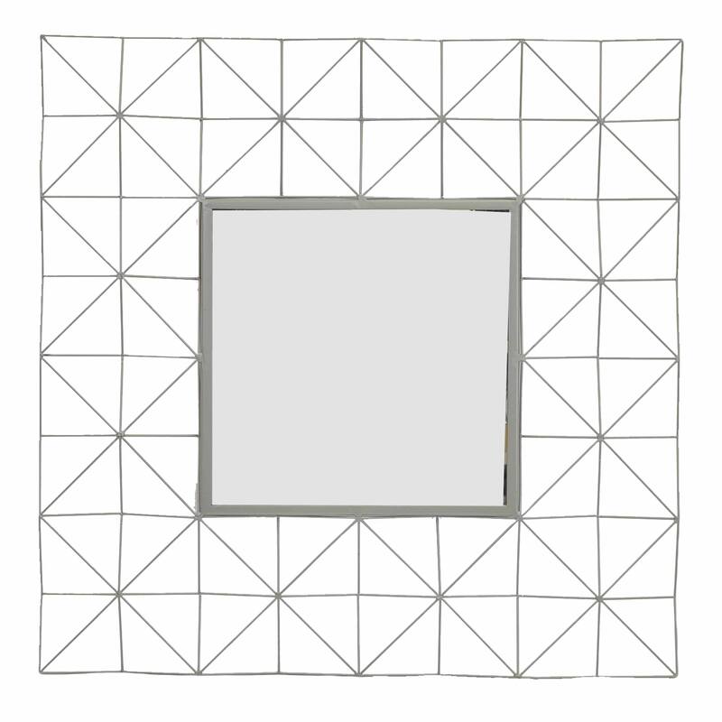 Aretha Geometrix Dark Grey Metal Square Wall Mirror - Overstock - 15617105