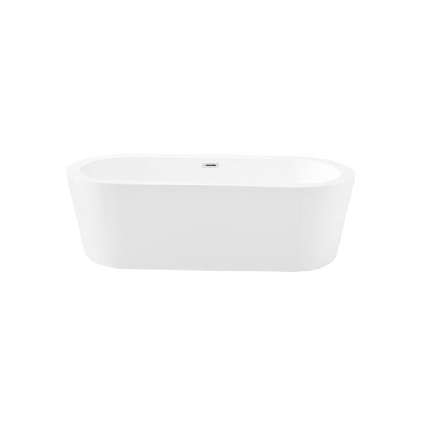 62" Streamline N-360-62FSWH-FM Soaking Freestanding Tub and Tray With ...