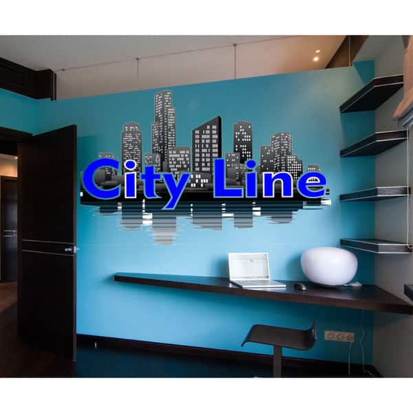 Full Color City line Full Color Decal, Full color sticker, colored City ...