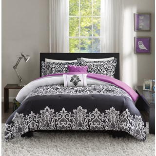 Intelligent Design Hazel Black/ Purple Comforter Set - Bed Bath ...