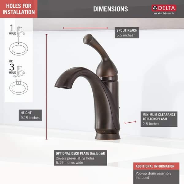Delta Haywood Single Handle Centerset Lavatory Faucet 15999-RB-DST ...