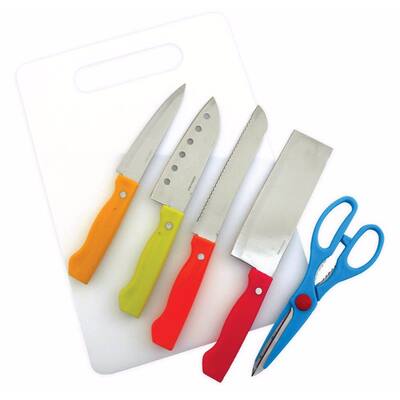 Euro Home 6-PC.Stainless Steel Cutlery Set with Cutting Board ...