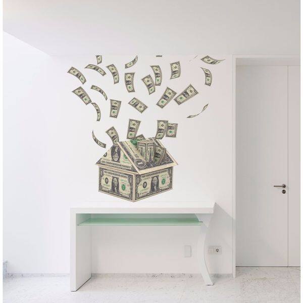 Full Color Dollars Money house Full Color Decal, Full color sticker ...