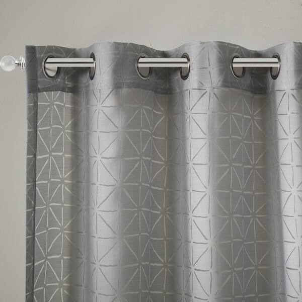 Madison Park Vera Geo Burnout Sheer Curtain Panel - Bed Bath & Beyond ...