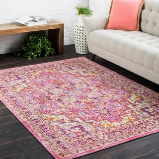 Vintage Distressed Oriental Pink Area Rug - 3'11" x 5'11" - Bed Bath ...