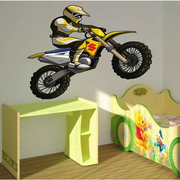 Full Color Motorbike motorcyclist Sticker Decal (33 x 45) - Bed Bath ...