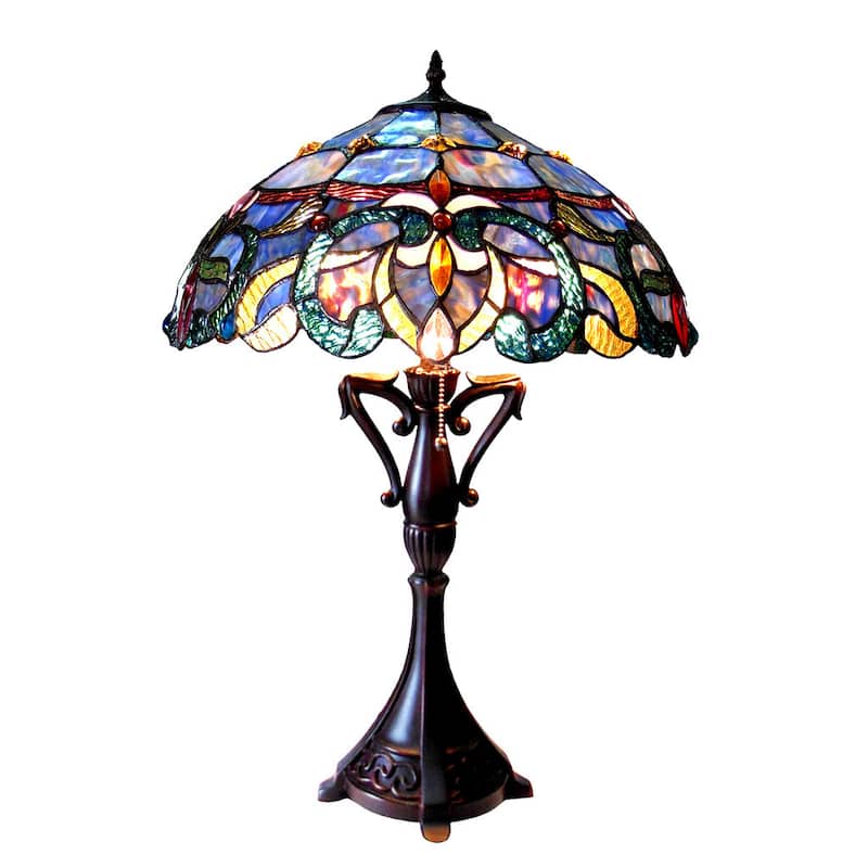 Nora Tiffany Style Victorian Design 2-light Dark Antique Bronze Table Lamp - On Sale - Bed Bath ...