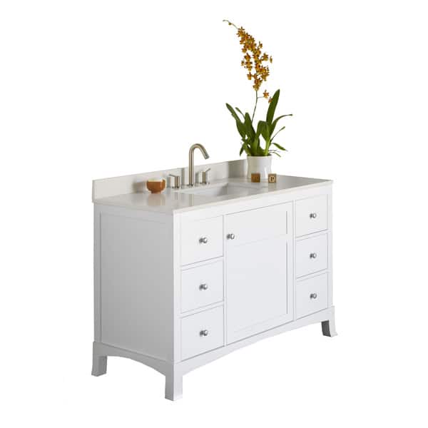 Ronbow 48" Briella Bathroom Vanity Set in White with Ceramic Sink - Bed ...