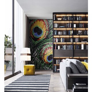 ANT Tile Customizable Peacock Feather Hand Cut Glass Mosaic Mural Art ...