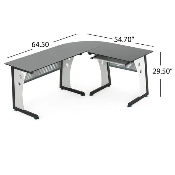 Oria L-Shape Tempered Glass Office Desk by Christopher Knight Home ...