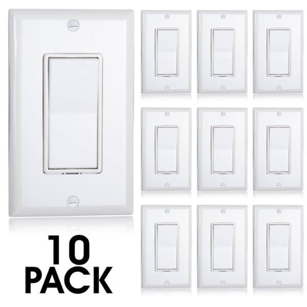 Maxxima Single Pole Decorative Wall Switch On/Off White, Wall Plates ...