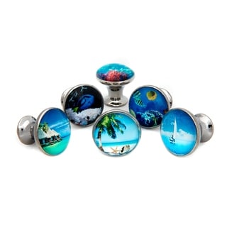 Tropical Ocean Beach Theme Glass Cabinet Knobs - Set of 6 - Bed Bath ...