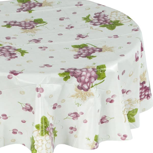 Ottomanson White and Purple Vinyl Grape Vine Indoor and Outdoor Round ...