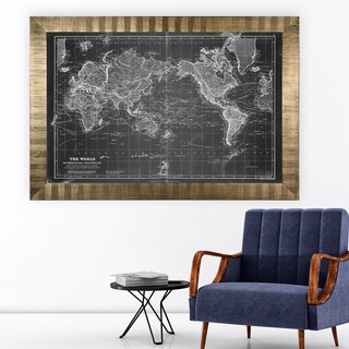 Vintage Wold Map VI Grey -Antique Gold Frame - Bed Bath & Beyond - 16276707