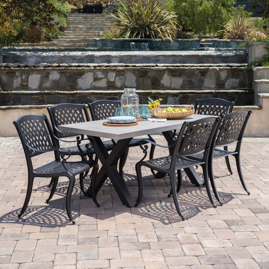 Capri Outdoor 7-piece Lightweight Concrete Dining Set by Christopher ...