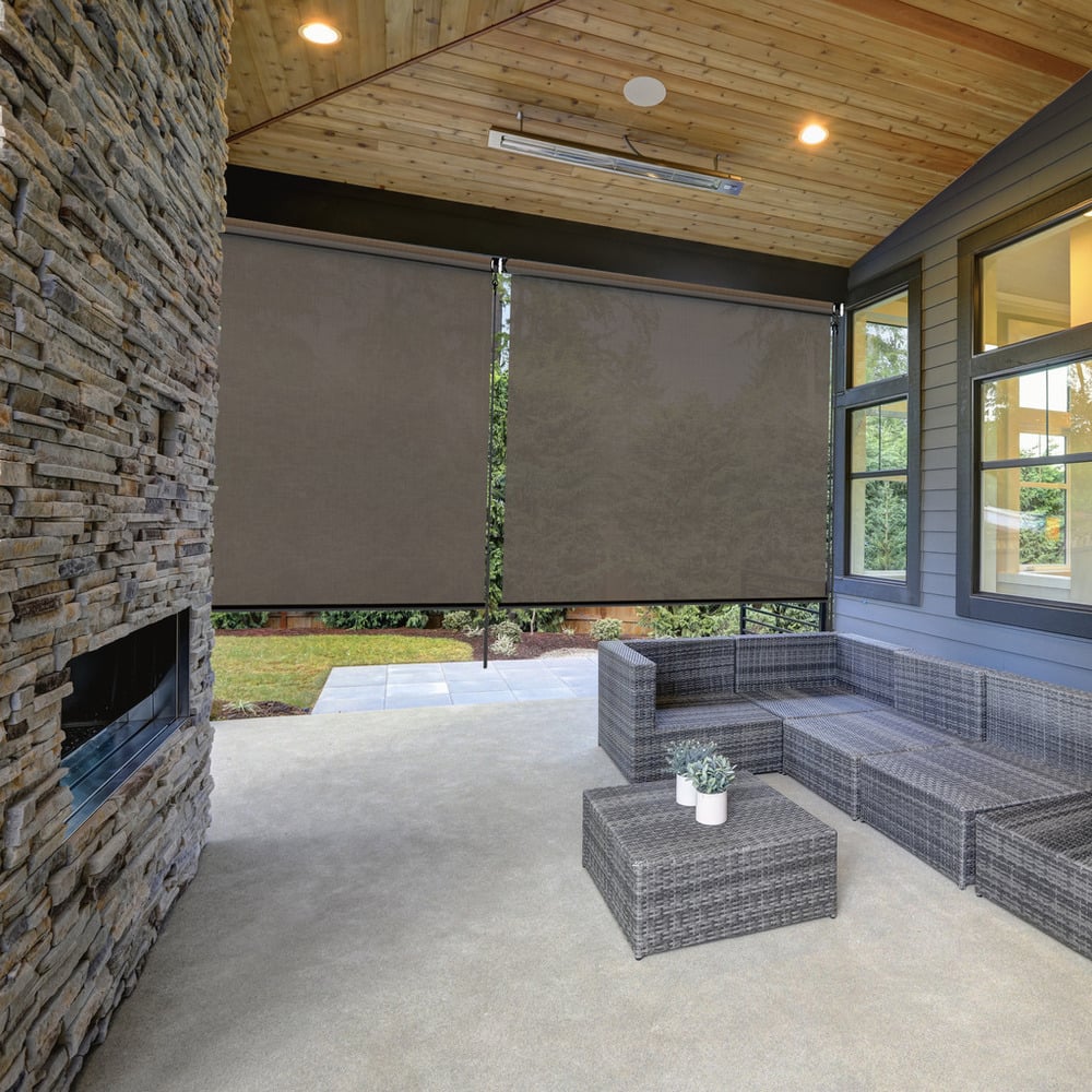 Radiance Cordless Exterior Crank Operated Coconut Brown Solar Shade ...