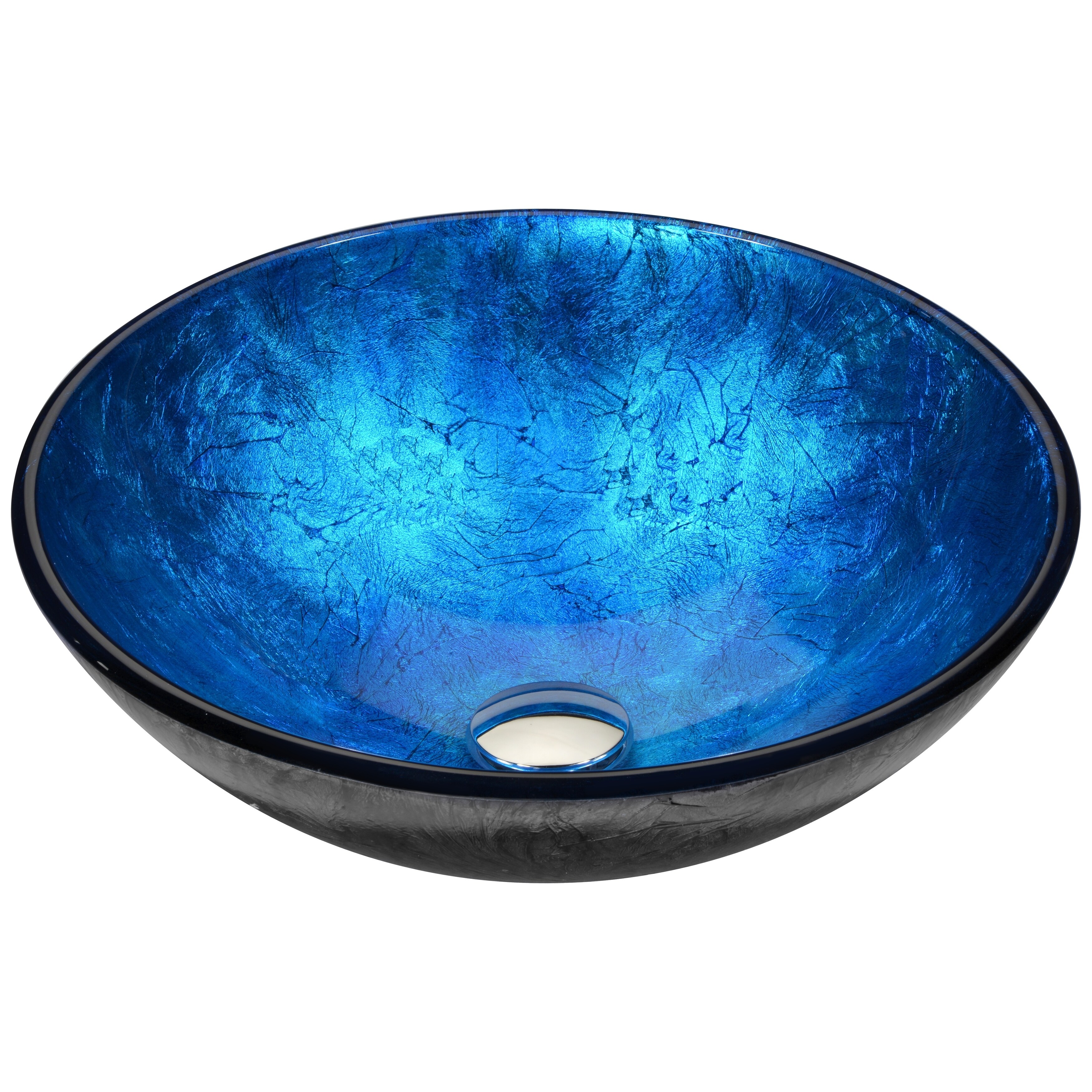 Blue Cloud Frosted Round Glass Vessel Sink - On Sale - Bed Bath ...