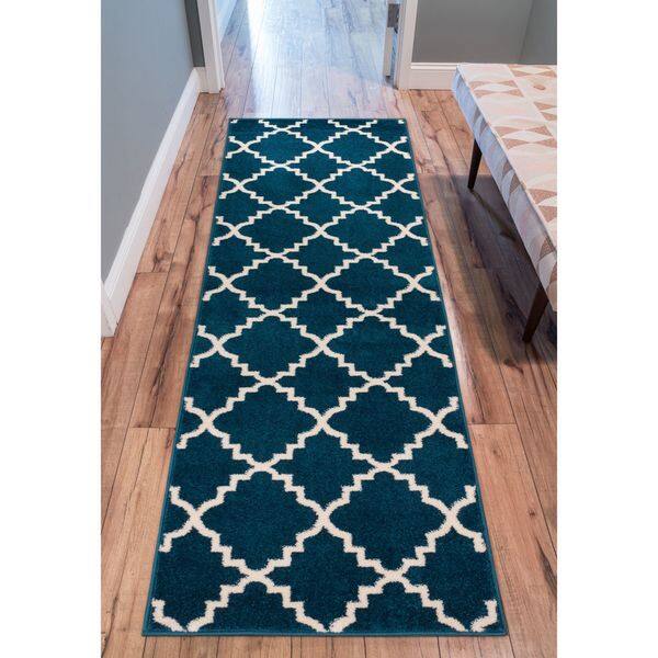 Well Woven Ellie Modern Bold Trellis Diamond Pattern Blue Runner Rug ...