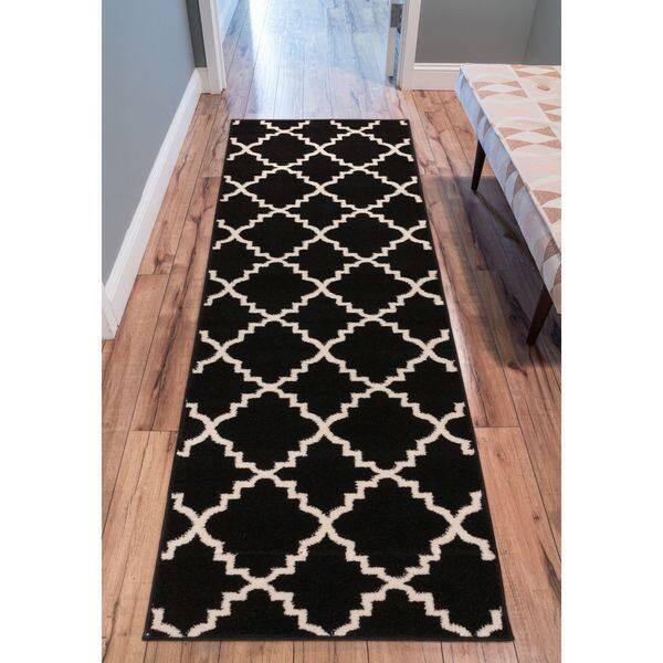 Well Woven Ellie Modern Bold Trellis Diamond Pattern Black Runner Rug ...
