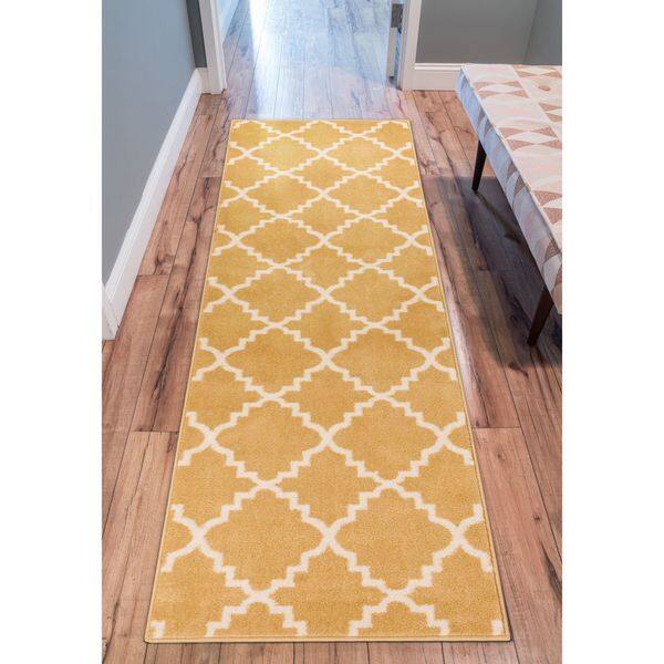Well Woven Ellie Modern Bold Trellis Diamond Pattern Gold Runner Rug ...