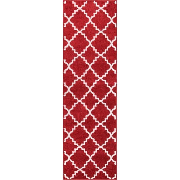 Well Woven Ellie Modern Bold Trellis Diamond Pattern Burgundy Runner ...