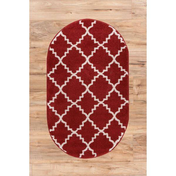Well Woven Ellie Modern Bold Trellis Diamond Pattern Burgundy Oval Rug ...