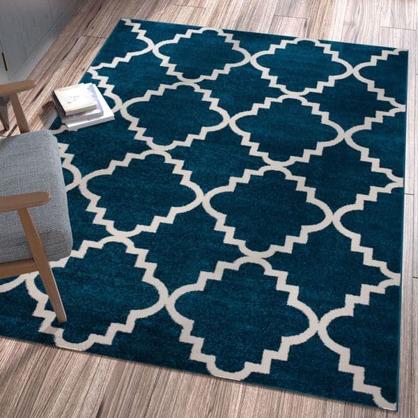 Well Woven Ellie Modern Bold Trellis Diamond Pattern Blue Area Rug - 9 ...