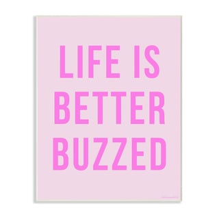 lulusimonSTUDIO Life Is Better Buzzed Pink Wall Plaque Art - Bed Bath ...