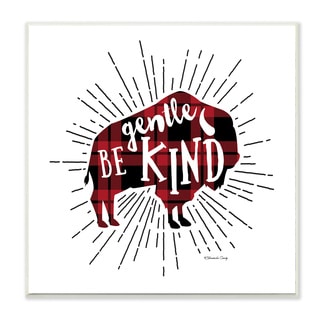 Stupell Be Gentle Buffalo Plaid Wall Plaque Art - 12 x 12 - Bed Bath ...