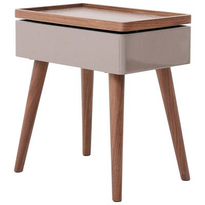 Nesta Swivel Top End Table with Storage, Walnut/Grey - Overstock - 16325929