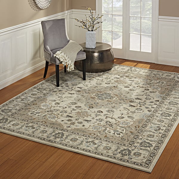 Gertmenian Majestic Chilton Ivory Traditional Border Medallion Area Rug ...