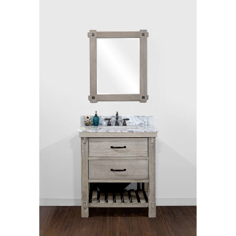 Infurniture Rustic Style Driftwood Finish Ceramic 30-inch Single Sink ...