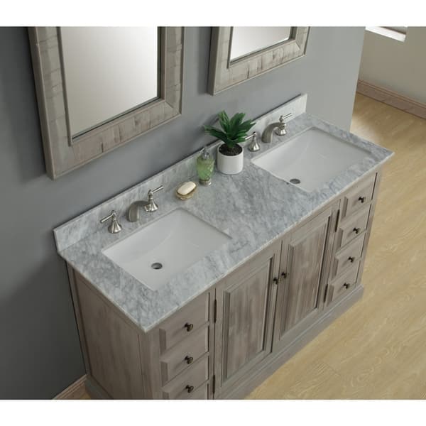 Carrera White Mable-top 60-inch Single-sink Bathroom Vanity - Bed Bath ...