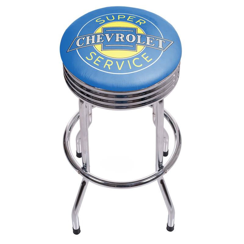 Chevrolet Chrome Ribbed Bar Stool - Super Service - 20.75" x 20.75" x ...