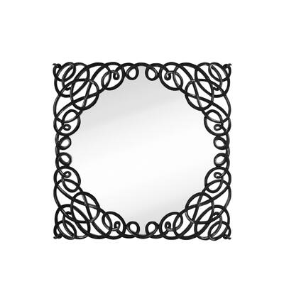 Majestic Square Accent Mirror with Black Looping Swirl Frame ...