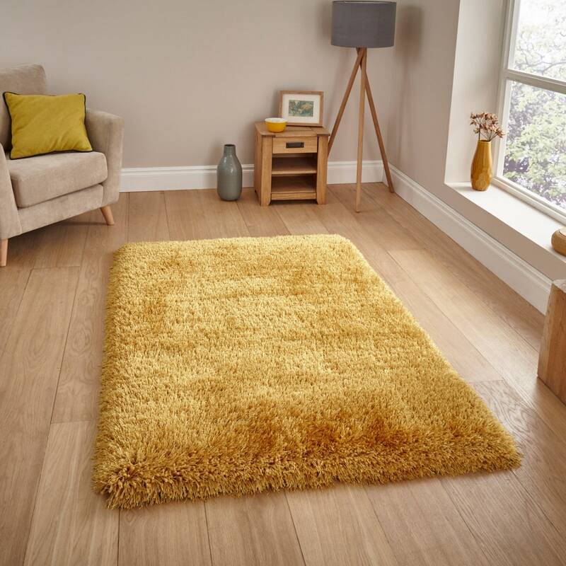 Hand-tufted Solid Gold Shag Area Rug (6'6 x 9'2) - Overstock - 16372350