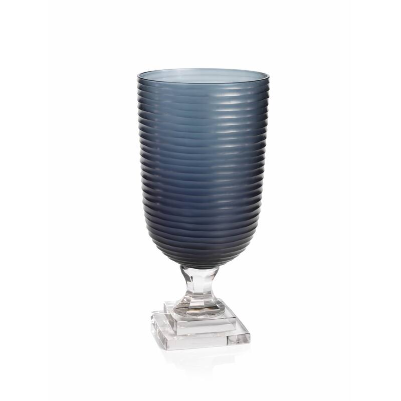 "Parma Cut' 15" Tall Glass Vase / Hurricane - Overstock - 16372843