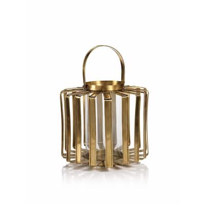 Zodax 12-Inch Tall Peninsula Gold Decorative Lantern - Overstock - 16372954
