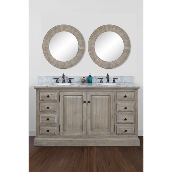 Infurniture Rustic-style Fir Wood 60-inch Double-sink Bathroom Vanity ...
