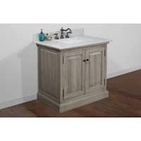Infurniture Rustic-style 36-inch Single Sink Bathroom Vanity with White ...