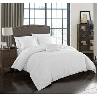 Chic Home Devon 4-Piece White 100-percent Cotton Duvet Cover Set - Bed ...