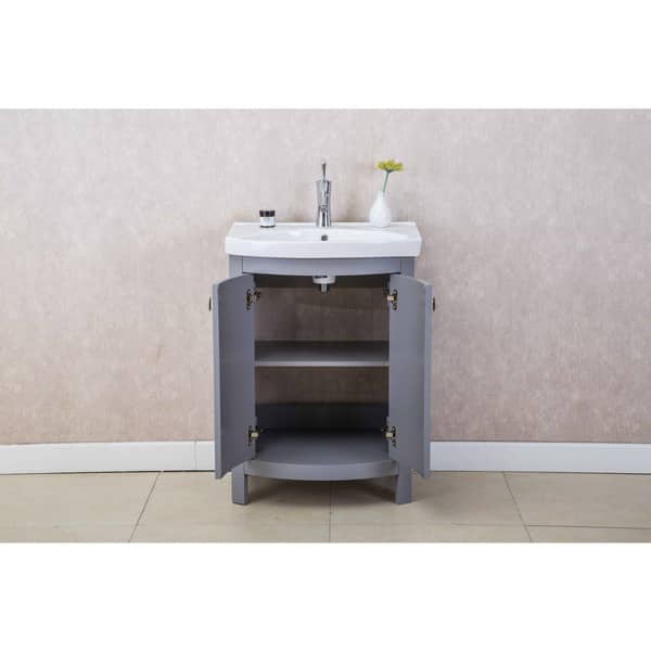 Eviva Jersey Transitional Grey 24-inch Bathroom Vanity with White ...