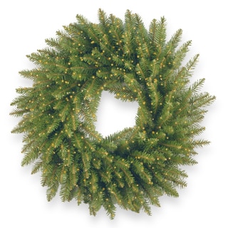 National Tree Company 2 ft. Kingswood Fir Wreath with Battery Operated ...