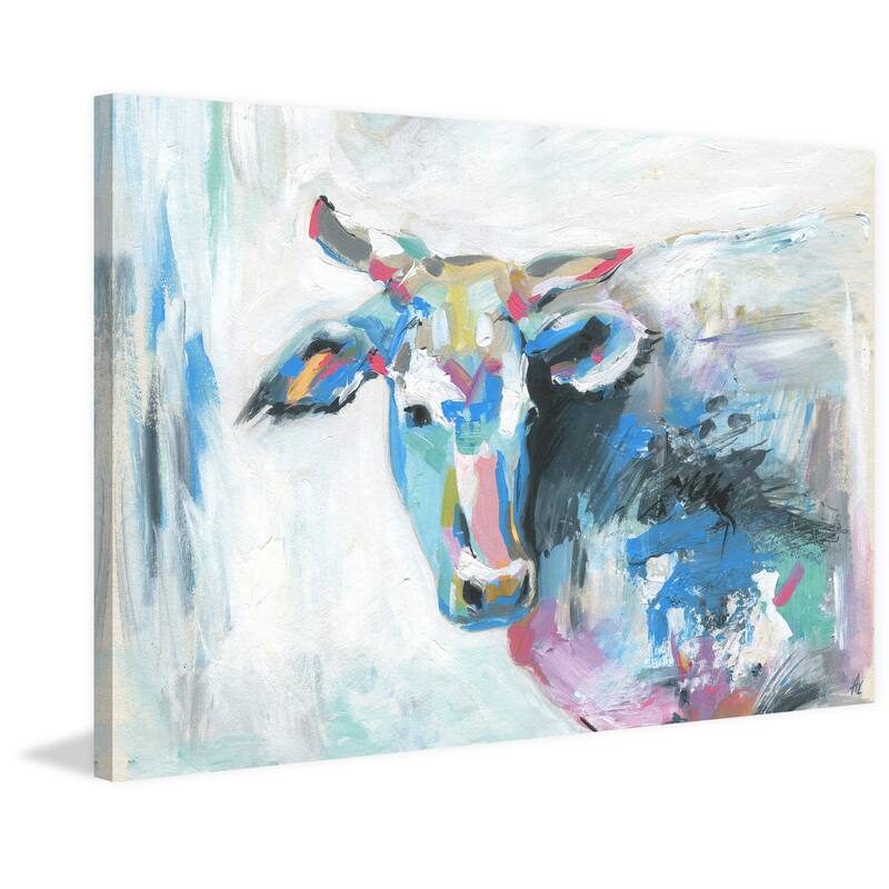 'Pastel Cow' Painting Print on Wrapped Canvas - Multi-Color - Overstock ...